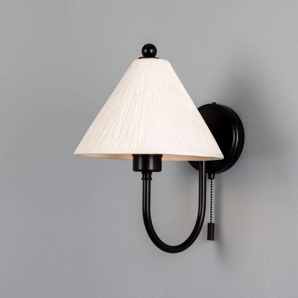 Tilia Matt White Striped Organic Ceramic Cone Wall Light | Great ...